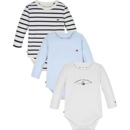 Neugeborenen-Geschenkset Tommy Hilfiger "ESSENTIAL 3 PACK BODY GIFTPACK" Gr. 56, blau (desert sky), Baby, Jersey, Obermaterial: 93% Baumwolle, 7% Elasthan, gestreift, KOB Set-Artikel, mit Logo-Stickereien