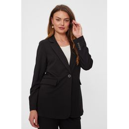 Jackenblazer Freequent "FQNANNI" Gr. L, schwarz, Damen, Web, Obermaterial: 73% Polyester, 24% Viskose, 3% Elasthan, unifarben, Blazer, mit Knopfverschluss und Reverskragen