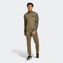 Trainingsanzug adidas Sportswear "M 3S TR TT TS", Herren, Gr. L, grün (olive strata), Obermaterial: 100% Polyester, sportlich, Sportanzüge