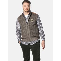 Strickweste Jan Vanderstorm "Strickweste GUNDVAST", Herren, Gr. L, braun (braun melange), Obermaterial: 100% Baumwolle CO., casual, comfort fit normal, Westen, mit Kunstleder-Besatz