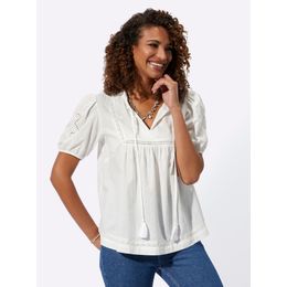 Longbluse Inspirationen Gr. 40, beige (ecru), Damen, 100% Baumwolle, unifarben, Blusen