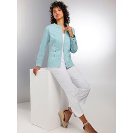 Jeansblazer CREATION L PREMIUM "Baumwoll-Lyocell-Jeans-Blazer" Gr. 36, grün (mint), Damen, 63% Baumwolle, 35% Lyocell, 2% Elasthan, Blazer