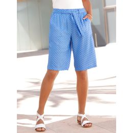 Bermudas Casual Looks, Damen, Gr. 52, Normalgrößen, blau (mittelblau, weiß, bedruckt), 100% Viskose, gemustert, mehrfarbig, kurz, Hosen