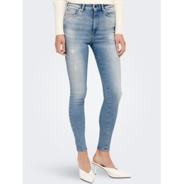 Skinny-fit-Jeans Only "ONLMILA HW SK ANK JEANS REA437", Damen, Gr. 26, Länge 30, blau (light blau denim), Denim/Jeans, Obermaterial: 94% Baumwolle, 4% Polyester, 2% Elasthan, unifarben, modisch, skinny fit, Jeans