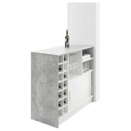 Bartisch Stolkom "Planter", grau (beton, weiß, beton), H:100cm, Tische, Beton Dekor, Tisch mit Flaschenregal