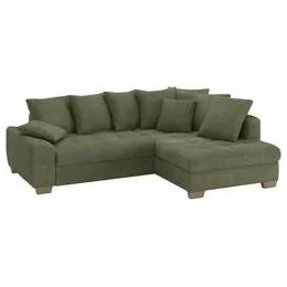 Ecksofa MR. COUCH "Nikita II, L-Form", grün, B:243cm H:88cm T:190cm, Stripes (92% Polyester / 8% Nylon), Sofas, Wahlweise mit Kaltschaum, EasyBett, Bettkasten