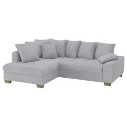 Ecksofa MR. COUCH "Nikita II, L-Form", grau (hellgrau), B:243cm H:88cm T:190cm, Stripes (92% Polyester / 8% Nylon), Sofas, Wahlweise mit Kaltschaum, EasyBett, Bettkasten