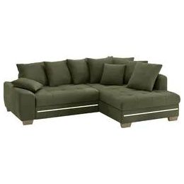 Ecksofa MR. COUCH "Nikita II, L-Form", grün (memphis 12 grün), B:243cm H:88cm T:190cm, Memphis (Grundgewebe - 100% Polyester; Nutzschicht- 90% Polyester / 10% Polyamide), Sofas, mit RGB-LED Beleuchtung, wahlweise mit Bett, Bettkasten, Kaltschaum