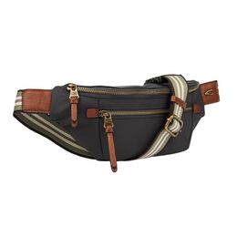 Bauchtasche Camel Active "Bari", Damen, Gr. B/H/T: 33cm x 13cm x 7cm, schwarz, Nylon, kontrastfarbene Details, Taschen, aus hochwertigem matten Nylon mit gestreiftem Gewebeband