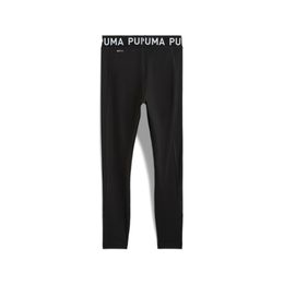 Trainingstights Puma "W STRONG TIGHT - HW FL", Damen, Gr. L, N-Gr, schwarz (Puma schwarz), Interlock, Obermaterial: 85% Polyester, 15% Elasthan, sportlich, schmal normal, Hosen