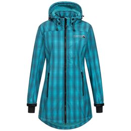 Softshellmantel DEPROC Active "KEELE PEAK II WOMEN" Gr. 36 (S), blau (türkis), Damen, 96% Polyester; 4% Elastan mit TPU Membrane, Mäntel, auch in Großen Größen erhältlich