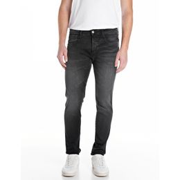 Slim-fit-Jeans Replay "Anbass" Gr. 30, Länge 32, schwarz delavè b848, Herren, Denim/Jeans, Obermaterial: 99% Baumwolle, 1% Elasthan, Jeans