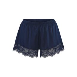 Panty Lascana "Alana" Gr. 34, blau (dunkelblau), Damen, Spitze, Obermaterial: 75% Seide, 17% Polyamid, 8% Elasthan, Unterhosen, im edlen Shorty-Schnitt mit hohem Seidenanteil