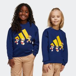 Sweatshirt adidas Sportswear "LK DY MM SWT", Kinder, Gr. 128, dunkelblau, crew gelb, Obermaterial: 59% Polyester, 41% Baumwolle, sportlich, Rundhals, Sweatshirts