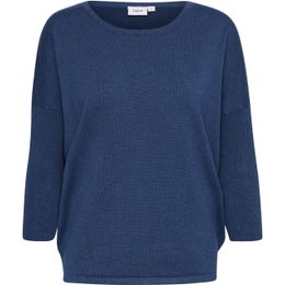 Rundhalspullover Saint Tropez "A2561, MilaSZ R-Neck Pullover", Damen, Gr. L (40), titan melange, Strick, Obermaterial: 80% Viskose, 20% Polyacryl, meliert, modisch, Rundhals, 3/4-Ärmel, Pullover