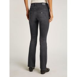 Bootcut-Jeans Tommy Jeans "Maddie Mid Rise Bootcut", Damen, Gr. 27, Länge 32, schwarz (denim schwarz), Denim/Jeans, Obermaterial: 92% Baumwolle, 6% Elastomultiester, 2% Elasthan, unifarben, casual, slim fit lang, Jeans, in hellblauer Waschung