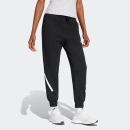 Sporthose adidas Sportswear "W Z.N.E. PT", Damen, Gr. L, N-Gr, schwarz-weiß (schwarz, weiß), Obermaterial: 57% Polyester, 43% Baumwolle, sportlich, Hosen