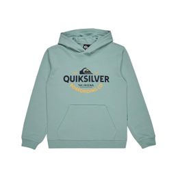 Kapuzensweatshirt Quiksilver "TYPED OUT HOODIE YOUTH", Kinder, Gr. 12 (146/152), grün, Jersey, Obermaterial: 55% Baumwolle, 45% Polyester, unifarben, sportlich, Langarm, Sweatshirts