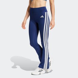 Trainingstights adidas Performance "OPT ESS 3S FLAR", Damen, Gr. L, N-Gr, blau (dunkelblau, weiß), Obermaterial: 85% Polyester, 15% Elasthan, sportlich, Hosen