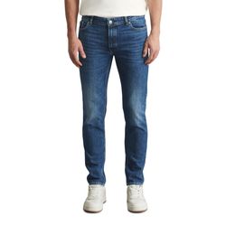 Marc O'Polo Skinny-fit-Jeans MARC O'POLO DENIM "aus Bio-Baumwoll-Mix" Gr. 30, Länge 32, blau (mittelblau), Herren, Obermaterial: 99% Baumwolle, 1% Elasthan, unifarben, Jeans