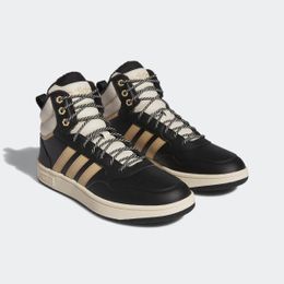 Sneaker adidas Sportswear "HOOPS 3.0 MID LIFESTYLE BASKETBALL CLASSIC FUR LINING WINTERIZED", Gr. 37, schwarz (core schwarz, magic beige, wonder weiß), Synthetik, Textil, sportlich, Schuhe