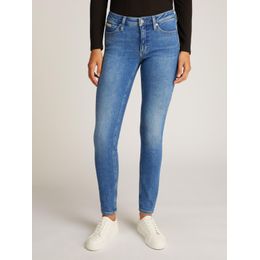 Skinny-fit-Jeans Calvin Klein Jeans "MID RISE SKINNY", Damen, Gr. 25, Länge 30, blau (denim medium), Denim/Jeans, Obermaterial: 94% Baumwolle, 4% Elastomultiester, 2% Elasthan, unifarben, feminin, skinny fit, Jeans, mit stoned wash Optik, mit Coinpocket