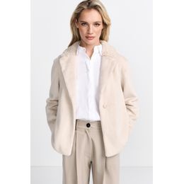 Rich & Royal Jackenblazer RICH & ROYAL Gr. 36, braun (caffee latte), Damen, Web, Obermaterial: 100% Polyester, Blazer, Mit zwei verschiedenen Fellimitaten; mit seitlichen Taschen