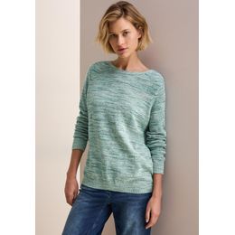 Strickpullover Cecil, Damen, Gr. XL (44), aventurine grün, Strick, Obermaterial: 64% Polyester, 36% Baumwolle, meliert, casual, regular fit hüftlang, U-Boot-Ausschnitt, Pullover, im Melange-Look