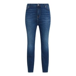 Skinny-fit-Jeans Tommy Hilfiger Curve "CRV HARLEM SKINNY RW NEW DOREEN", Damen, Gr. 48, N-Gr, new doreen, Denim/Jeans, Obermaterial: 92% Baumwolle, 6% Elastomultiester, 2% Elasthan, unifarben, casual, skinny fit knöchelfrei, Jeans, in Großen Größen, Tommy Jeans Logo-Badge, stoned wash Optik