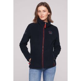 Fleecejacke SOCCX Gr. M, blau, Damen, Material: 100% Polyester, bestickt, Jacken, mit elastischem Saumabschluss