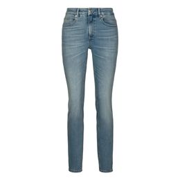 Skinny-fit-Jeans BOSS Orange "Jackie Mid Rise 4.0", Damen, Gr. 26, Länge 30, blau (navy 413), Denim/Jeans, Obermaterial: 94% Baumwolle, 5% Polyester, 1% Elasthan, unifarben, casual, skinny fit, Jeans, im Vintage Look, BOSS Logo