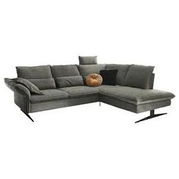 Candy Ecksofa 3C CARINA "Haya Design Funktionssofa, Tonnentaschen-Federkern, L-Form", grau (anthrazit), B:273cm H:94cm T:210cm, Struktur (85% Polyester, 15% Nylon), Struktur weich (85% Polyester, 15% Nylon), Sofas, incl. 2 Kopfstützen, mit klappbarer Armlehne, weiches Sitzgefühl