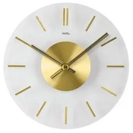 Wanduhr AMS "W9319", gold (transparent, goldfarben), Wanduhren, H: 4cm, Quarzuhr,Glas,Wohnzimmer,Esszimmer,Küche,Arbeitszimmer,Büro, Flur