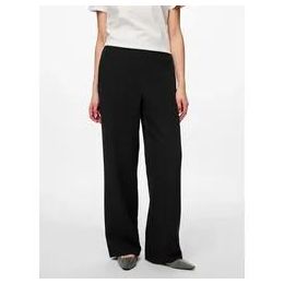 Anzughose Pieces "PCBOSELLA HW WIDE PLAIN PANT NOOS", Damen, Gr. M (38), Länge 32, schwarz, Web, Obermaterial: 88% Polyester, 12% Elasthan, casual, Hosen