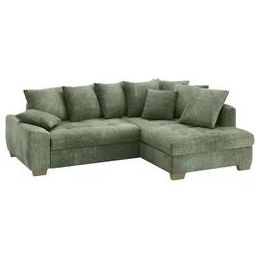 Ecksofa MR. COUCH "Nikita II, L-Form", grün, B:243cm H:88cm T:190cm, Dolce (100% Polyester), Sofas, Wahlweise mit Kaltschaum, EasyBett, Bettkasten