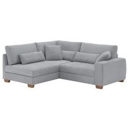 Ecksofa MR. COUCH "Helena L-Form", grau (memphis 45 grau), B:227cm H:68cm T:190cm, Memphis (Grundgewebe - 100% Polyester; Nutzschicht- 90% Polyester / 10% Polyamide), Sofas, mit Taschenfederkern, bis 140 kg belastbar, wahlweise mit Bett