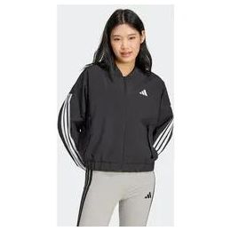 Trainingsjacke Adidas SPORTSWEAR "W 3S WV BOMBER", Damen, Gr. XXL, schwarz-weiß (schwarz, weiß), Obermaterial: 100% Polyamid, sportlich, Jacken