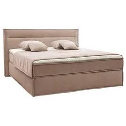 Boxspringbett Musterring "JustB SC100", beige (beige, braun), B:200cm L:215cm, Komplettbetten, schwebende Optik, inklusive Topper, verschiedene Farben, 180 x 200 cm