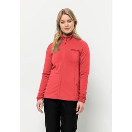 Fleecejacke Jack Wolfskin "BAISELBERG FZ W" Gr. XS, rot (vibrant, rot), Damen, Obermaterial: 95% Polyester, 5% Elastan; Futter: 100% Polyester, Jacken