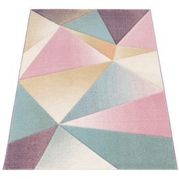 Teppich Paco Home "Kosy 310", bunt (pastell), B:200cm H:15mm L:280cm, Kunstfaser, Teppiche, Kurzflor, modernes geometrisches Muster, in schönen Pastell-Farben