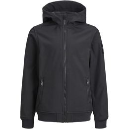 Jack & Jones Softshelljacke JACK & JONES JUNIOR "JJEBASIC SOFTSHELL HOOD SN JNR", Jungen, Gr. 116, schwarz, Web, Obermaterial: 100% Polyester, unifarben, casual, normal, Langarm Rippbündchen, Jacken