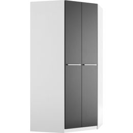 Eckkleiderschrank Priess "Barcelona Kleiderschrank Ecklösung Raumwunder", schwarz-weiß (weiß, schwarz), B:95cm H:193cm T:95cm, Holzwerkstoff, Schränke, in 2 Tiefen Schrank Eckschrank Garderobe