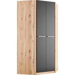 Eckkleiderschrank Priess "Barcelona Kleiderschrank Ecklösung Raumwunder", schwarz (astkernbuche, schwarz), B:95cm H:193cm T:95cm, Holzwerkstoff, Schränke, in 2 Tiefen Schrank Eckschrank Garderobe