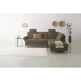 Ecksofa Home Affaire "Westerland L-Form", gr&uuml;n (khaki), B:238cm H:90cm T:213cm, 100% Polyester, Sofas, Ecksofa, Federkern-Polsterung, wahlweise mit Bettfunktion, Bettkasten