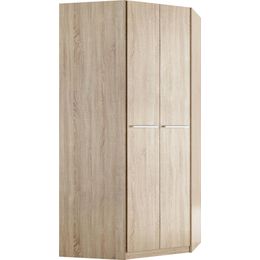 Eckkleiderschrank Priess "Barcelona Kleiderschrank Ecklösung Raumwunder", braun (struktureichefarben hell), B:95cm H:193cm T:95cm, Holzwerkstoff, Schränke, in 2 Tiefen Schrank Eckschrank Garderobe