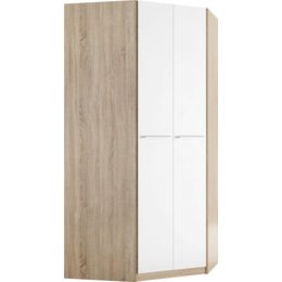 Eckkleiderschrank Priess "Barcelona Kleiderschrank Ecklösung Raumwunder", weiß (struktureichefarben hell, weiß), B:95cm H:193cm T:95cm, Holzwerkstoff, Schränke, in 2 Tiefen Schrank Eckschrank Garderobe