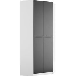 Eckkleiderschrank Priess "Barcelona Kleiderschrank Ecklösung Raumwunder", schwarz-weiß (weiß, schwarz), B:78cm H:193cm T:78cm, Holzwerkstoff, Schränke, in 2 Tiefen Schrank Eckschrank Garderobe