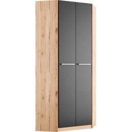 Eckkleiderschrank Priess "Barcelona Kleiderschrank Ecklösung Raumwunder", schwarz (astkernbuche, schwarz), B:78cm H:193cm T:78cm, Holzwerkstoff, Schränke, in 2 Tiefen Schrank Eckschrank Garderobe