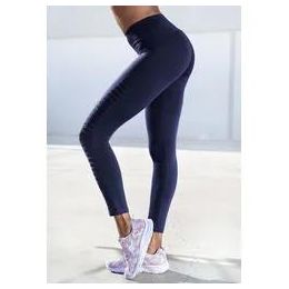 Funktionsleggings Lascana ACTIVE Gr. XS (32/34), N-Gr, blau (navy), Damen, Obermaterial: 79% Polyester, 21% Elasthan, unifarben, Hosen, mit Zierschnürung