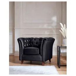 Chesterfield-Sessel Home Affaire "Reims Cocktailsessel, Sessel", grau (anthrazit), B:98cm H:76cm T:88cm, Samtoptik (100% Polyester), Sessel, mit echter Chesterfield-Knopfheftung, hochwertige Verarbeitung